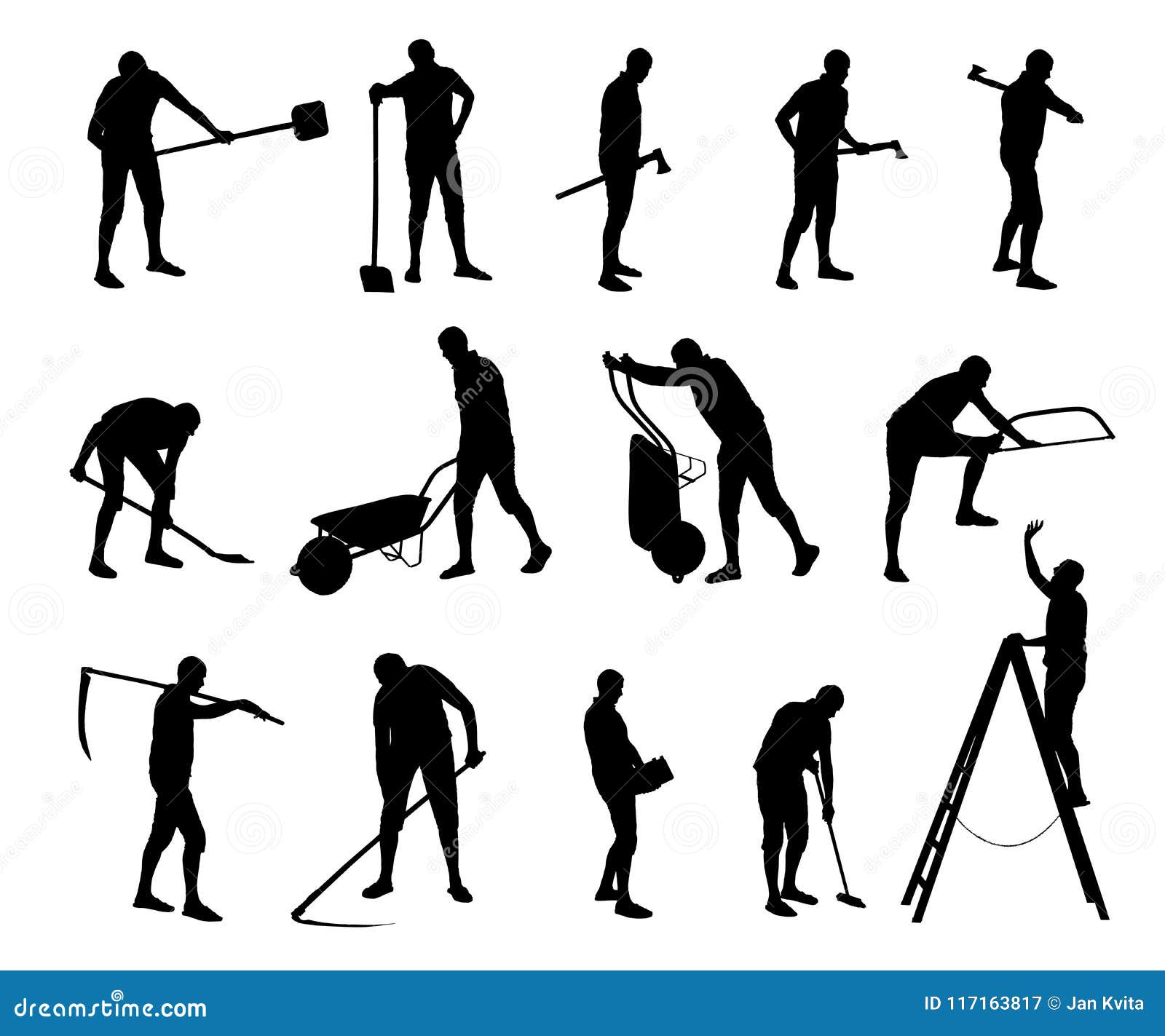 Vector Set of Unskilled Construction and Maintenance Workers. Stock ...