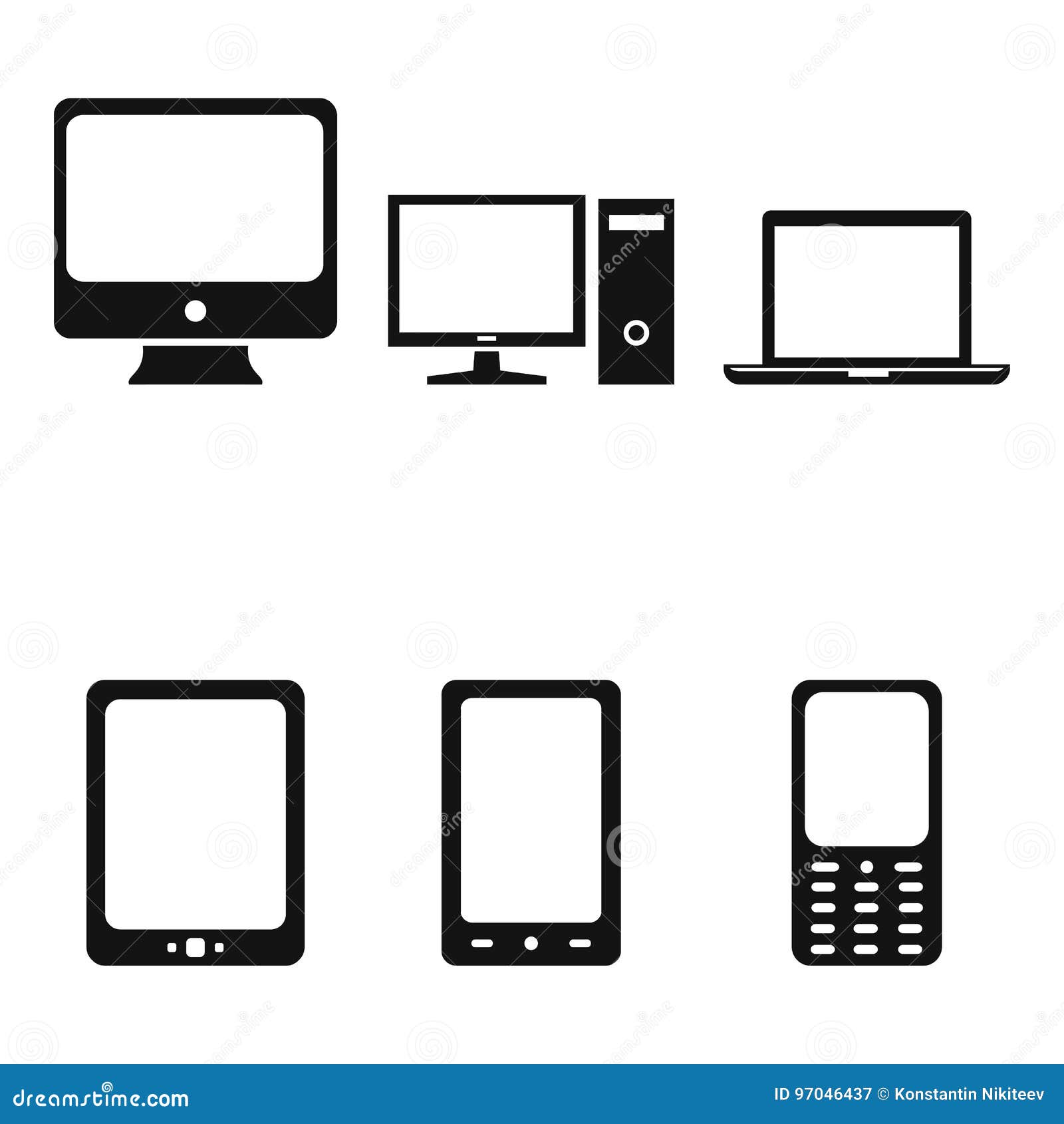 Vector Set of Device Icons. Personal Computer, Monitor, Laptop, Tablet ... Vector Set of Device Icons. Personal Computer, Monitor, Laptop, Tablet ...