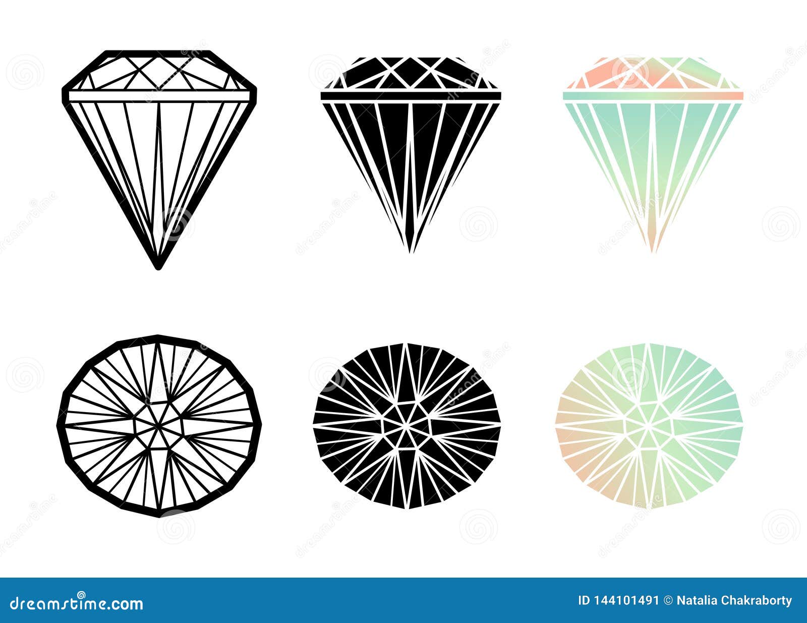 Vector set of diamond stock vector. Illustration of shape - 144101491