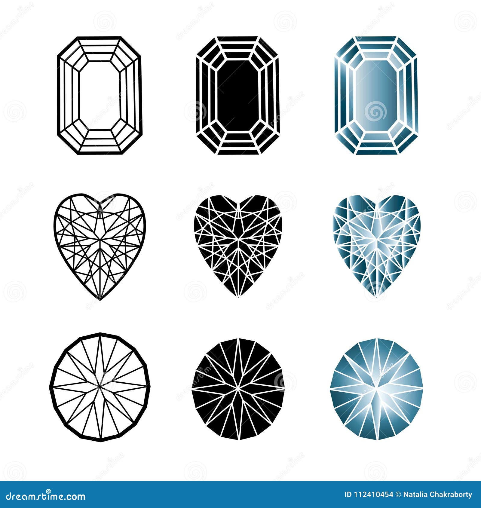 Vector set of diamonds stock vector. Illustration of logotype - 112410454