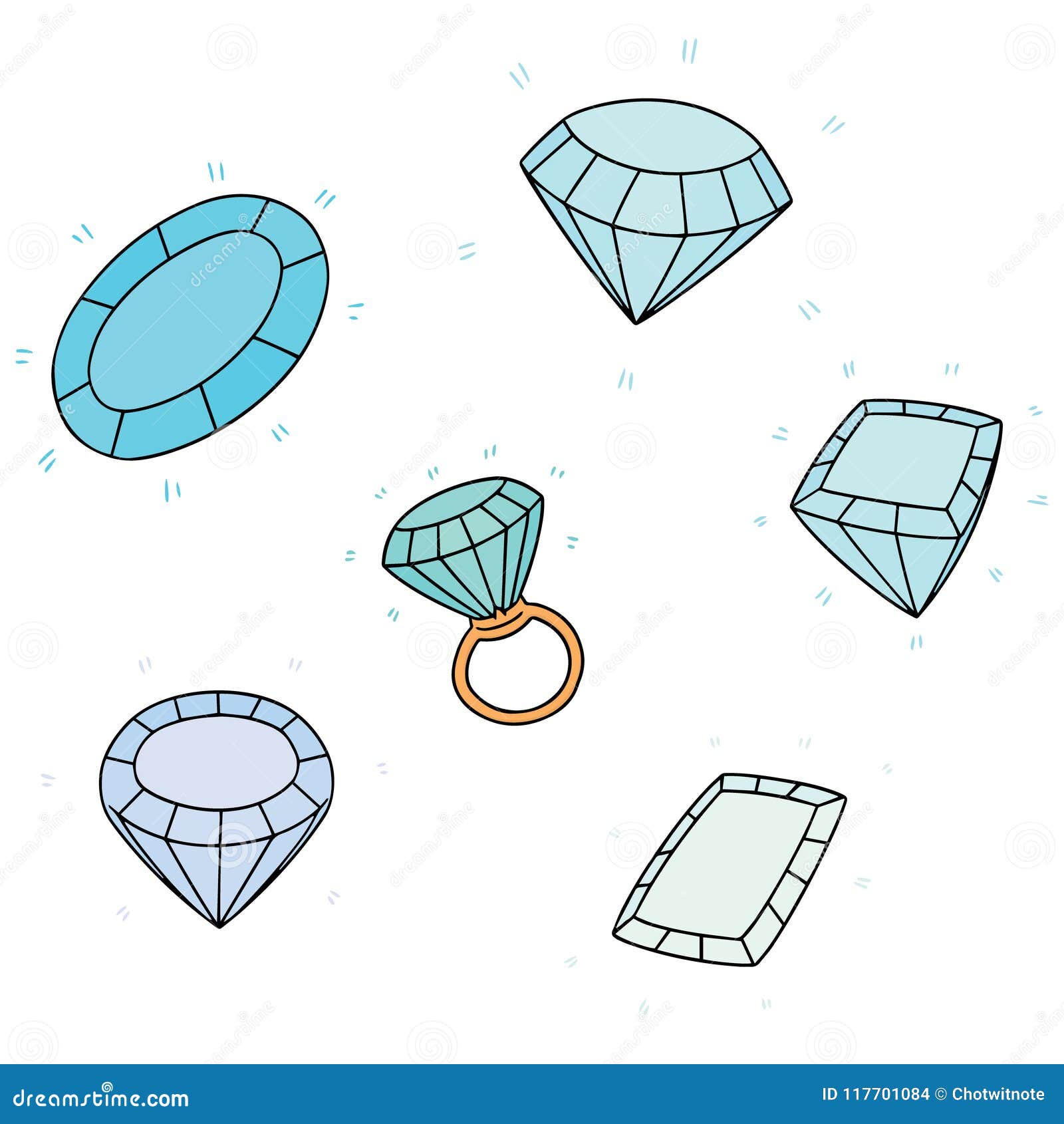 Vector set of diamond stock vector. Illustration of ring - 117701084