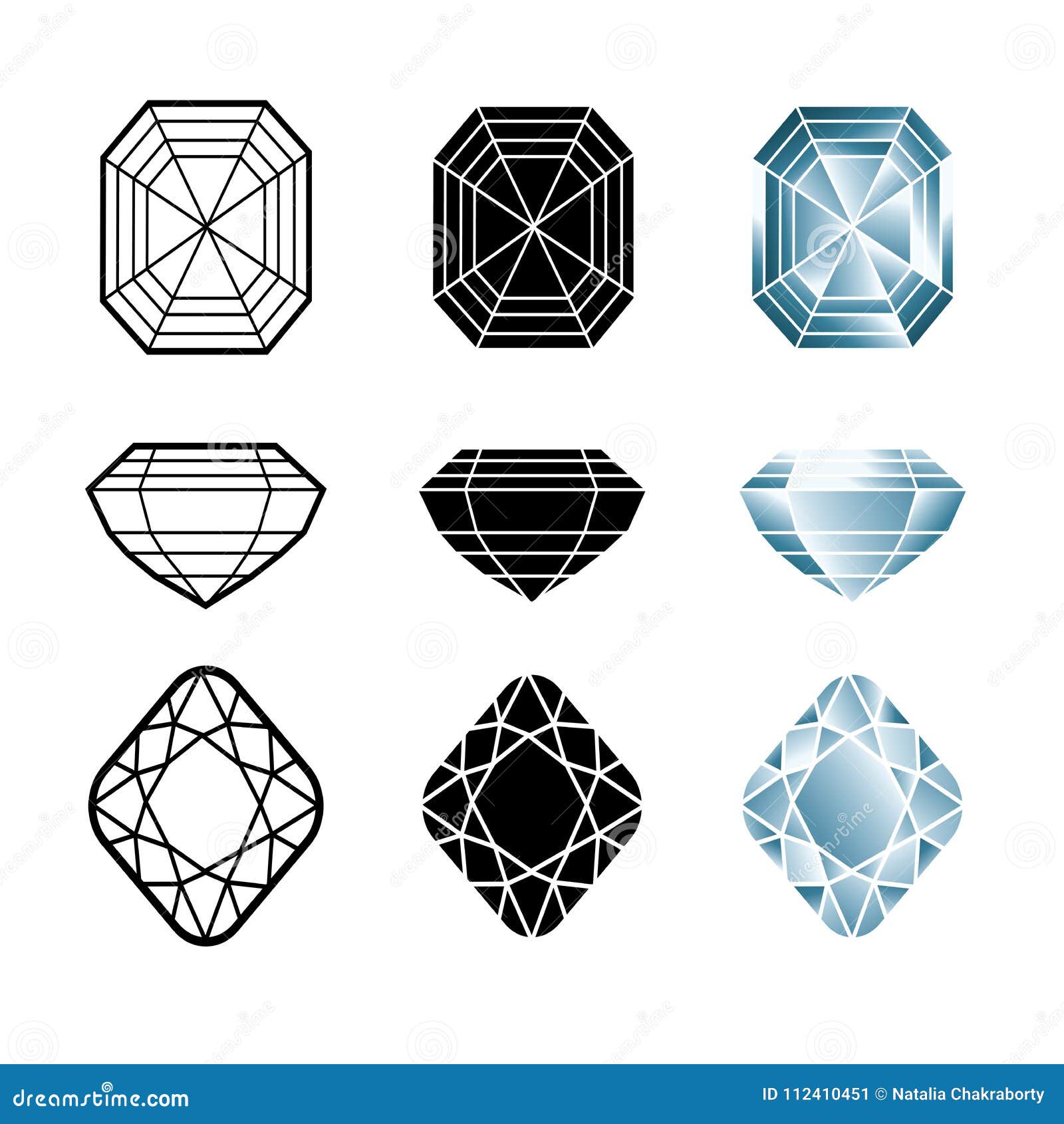 Vector set of diamonds stock vector. Illustration of graphic - 112410451