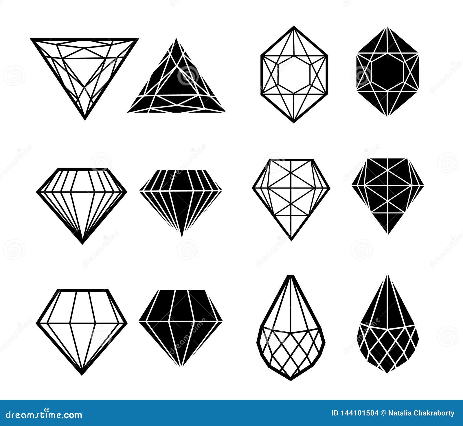 Vector set of diamond stock vector. Illustration of diamond - 144101504