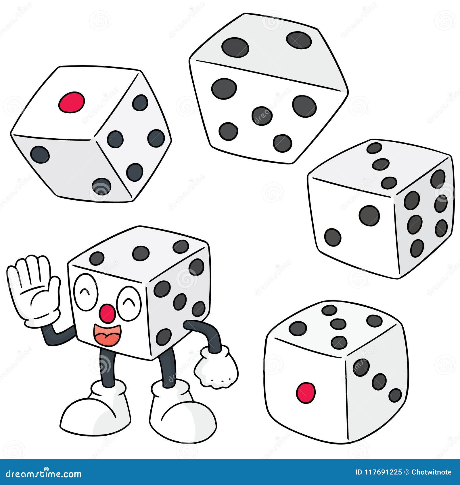 Vector set of dice stock vector. Illustration of object - 117691225