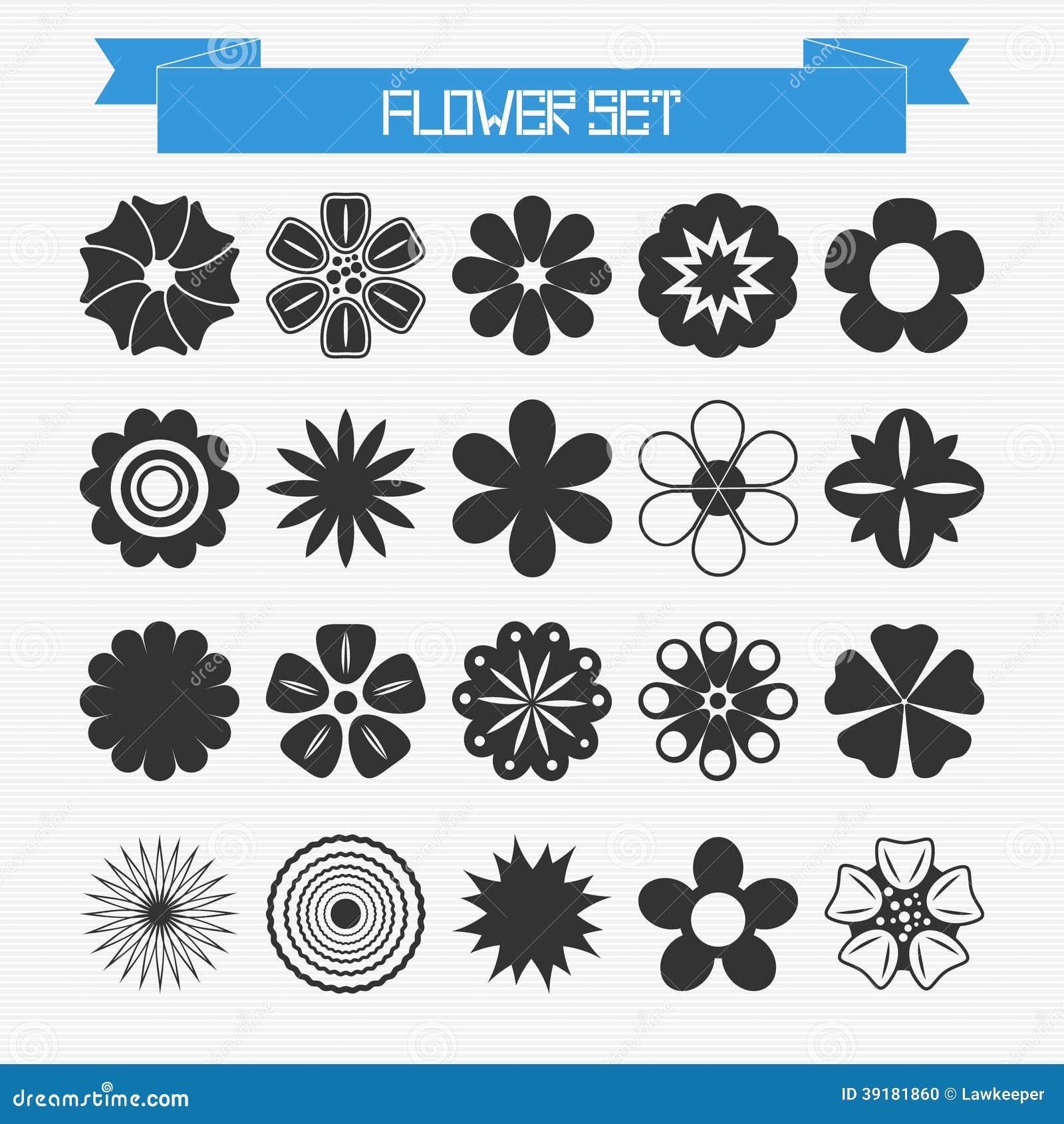 Vector Set of Different Abstract Flowers Stock Vector - Illustration of ...