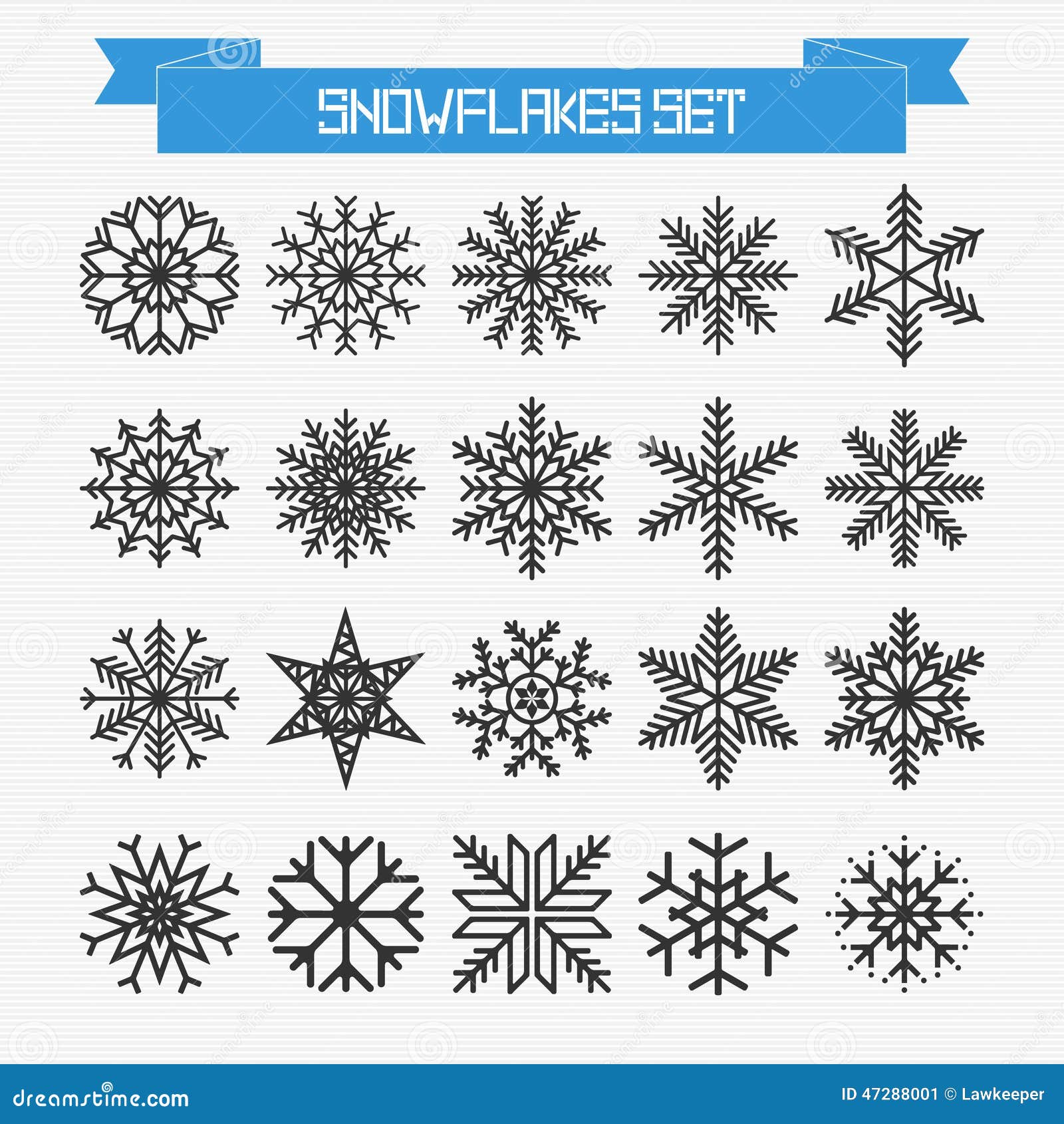 Vector Set of Different Abstract Snowflakes Stock Vector - Illustration of christmas, freeze ...