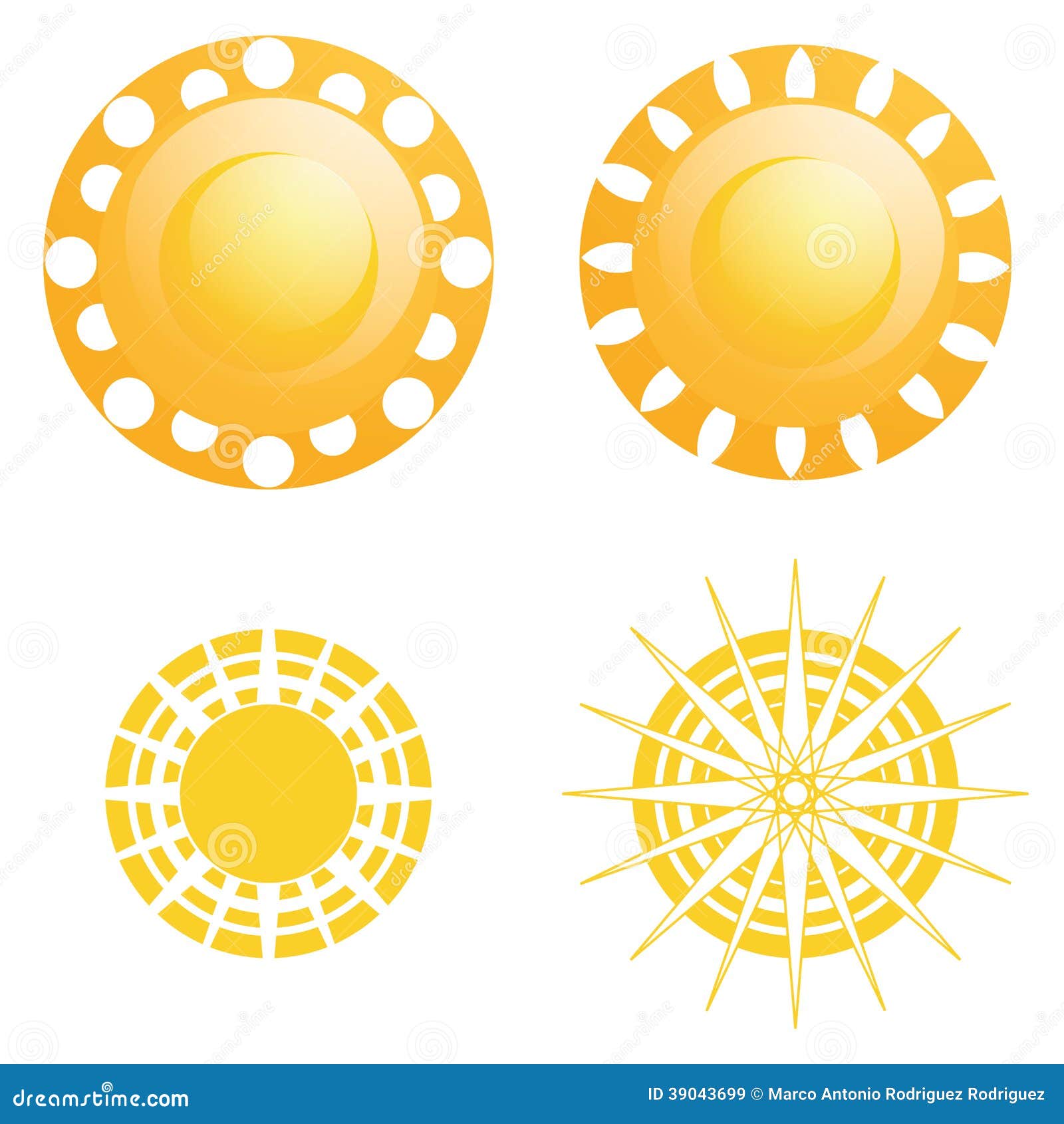 Vector Set of Different Abstract Suns Isolated Stock Vector ...