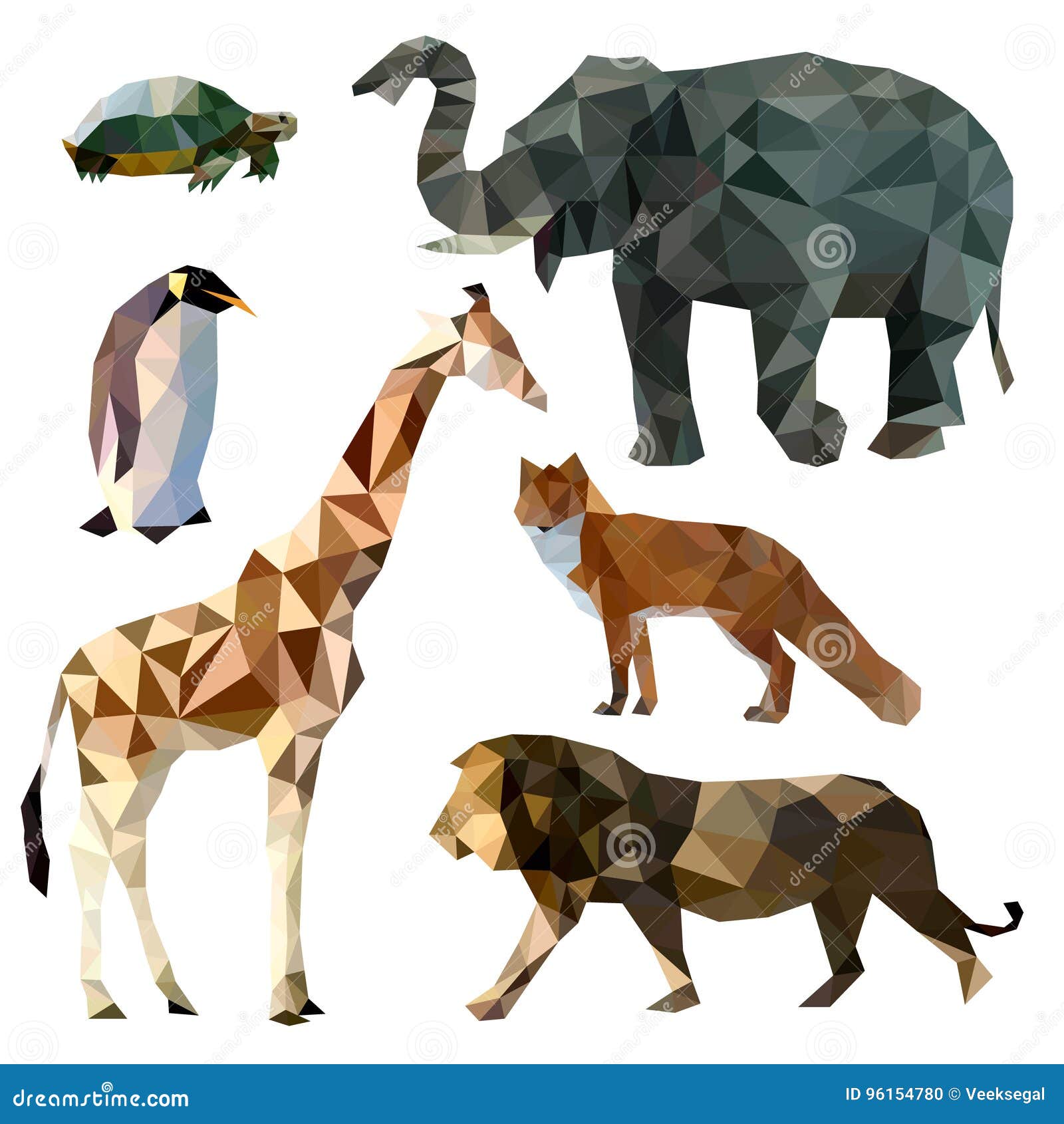 Vector Set of Different Animals, Polygonal Icons, Low Poly Illustration ...