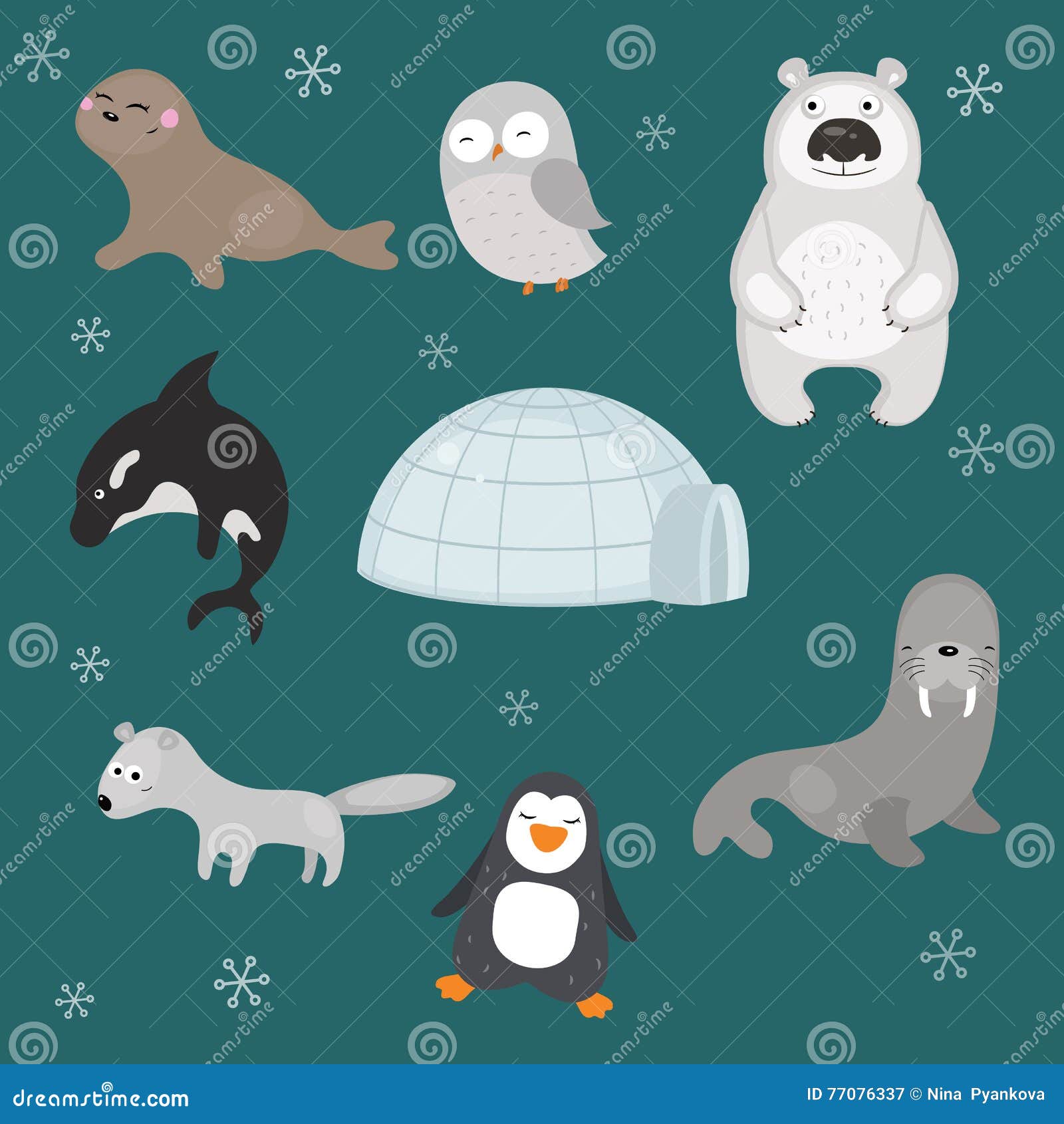 Vector Set of Different Arctic Animals Stock Vector - Illustration of ...