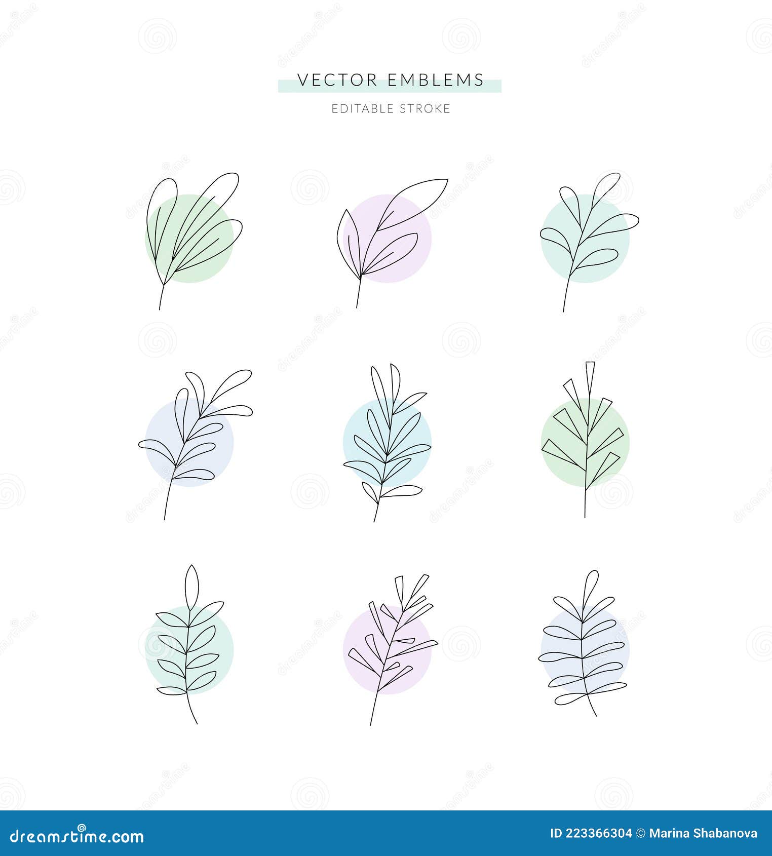 Vector Set of Different Botanical Design Elements, Emblems or Logo ...