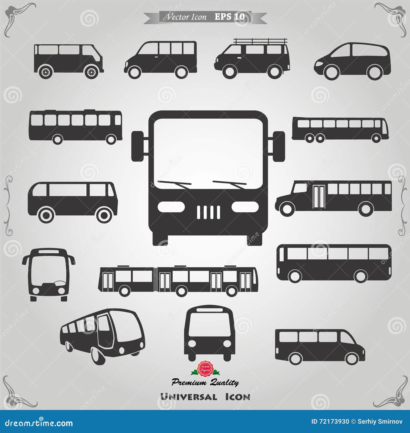 Vector Set of Different Bus or Van Symbols Stock Vector - Illustration ...