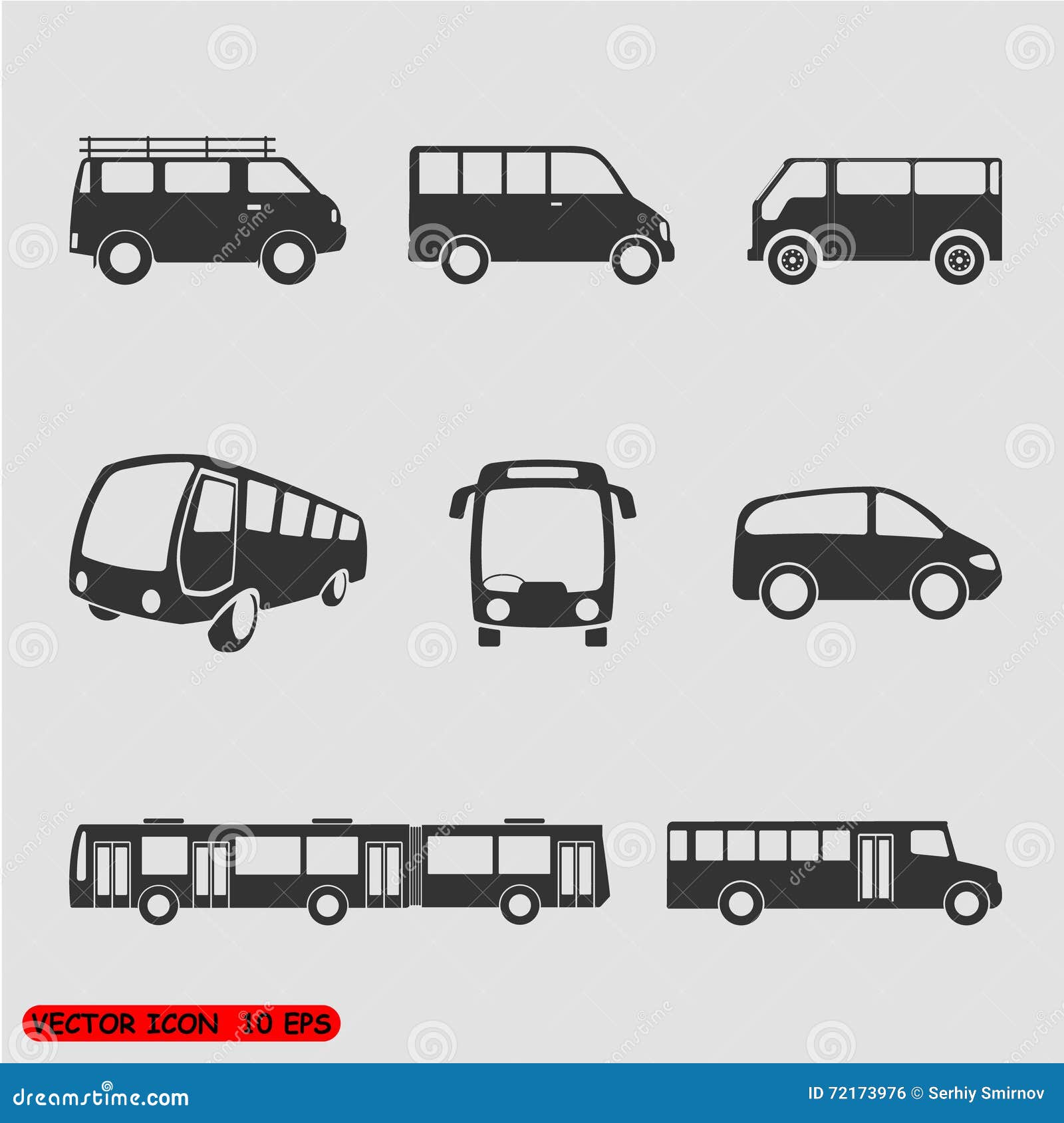 Vector Set of Different Bus or Van Symbols Stock Vector - Illustration ...