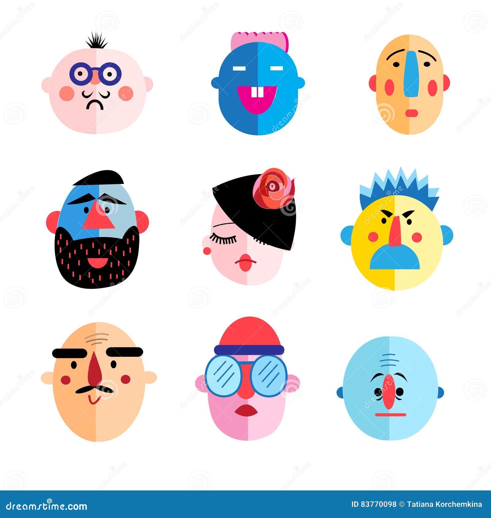 Vector Set of Different Characters Stock Vector - Illustration of flat ...
