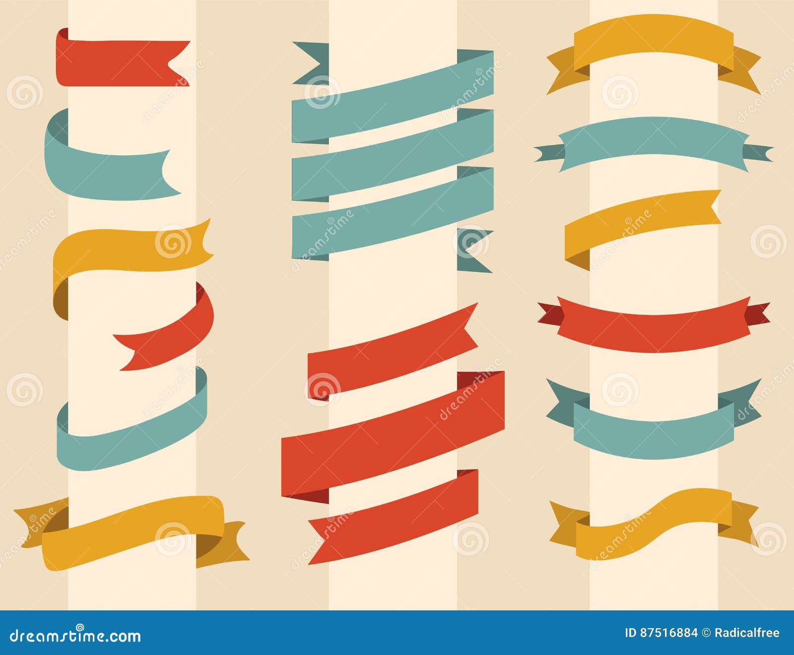 Vector Set of Different Color Ribbons in Flat Style. Stock Vector ...