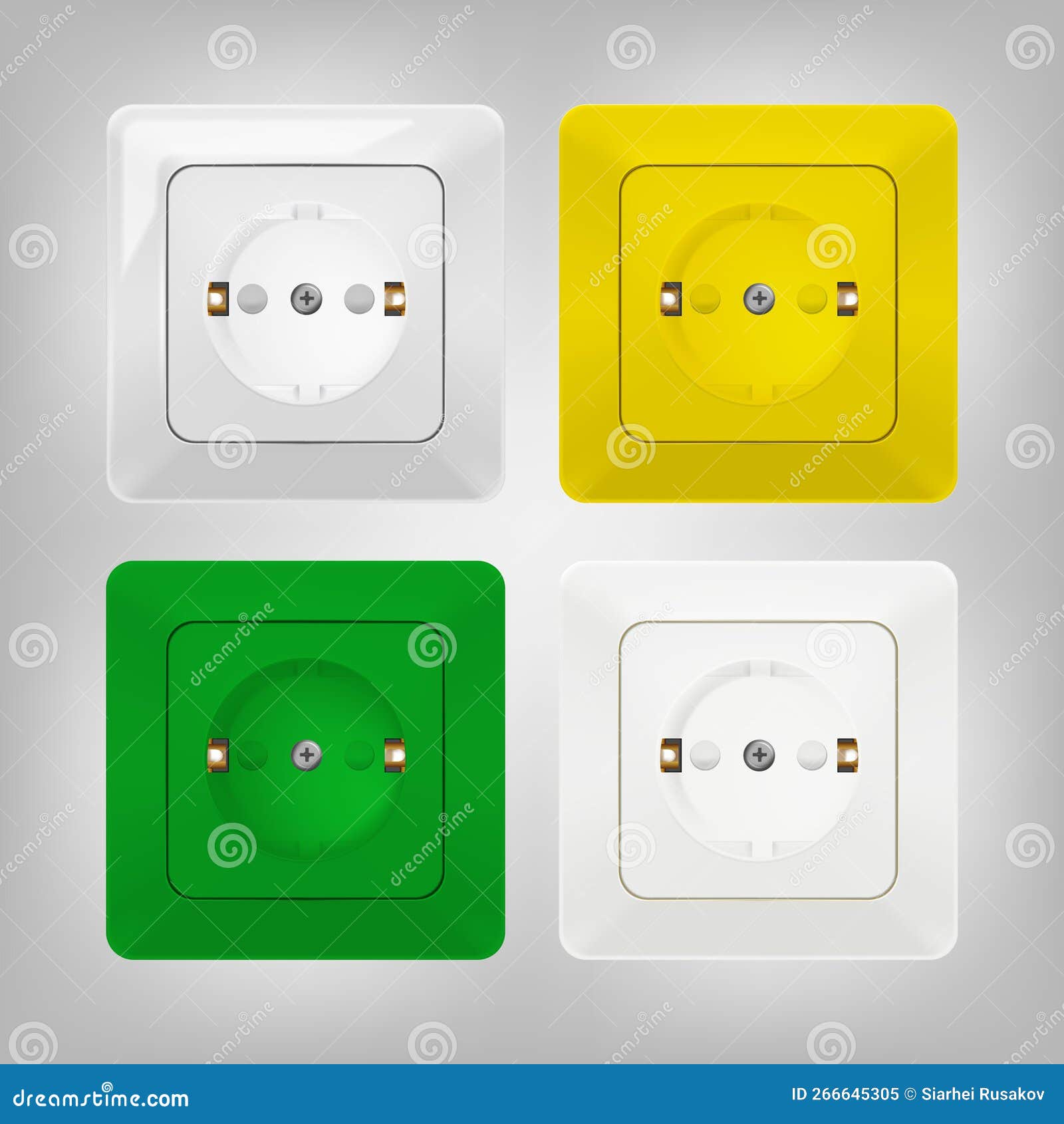 Vector Set of Different Colored Electrical Sockets. Stock Vector ...