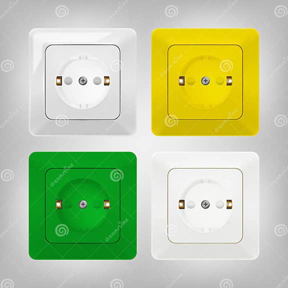 Vector Set of Different Colored Electrical Sockets. Stock Vector ...