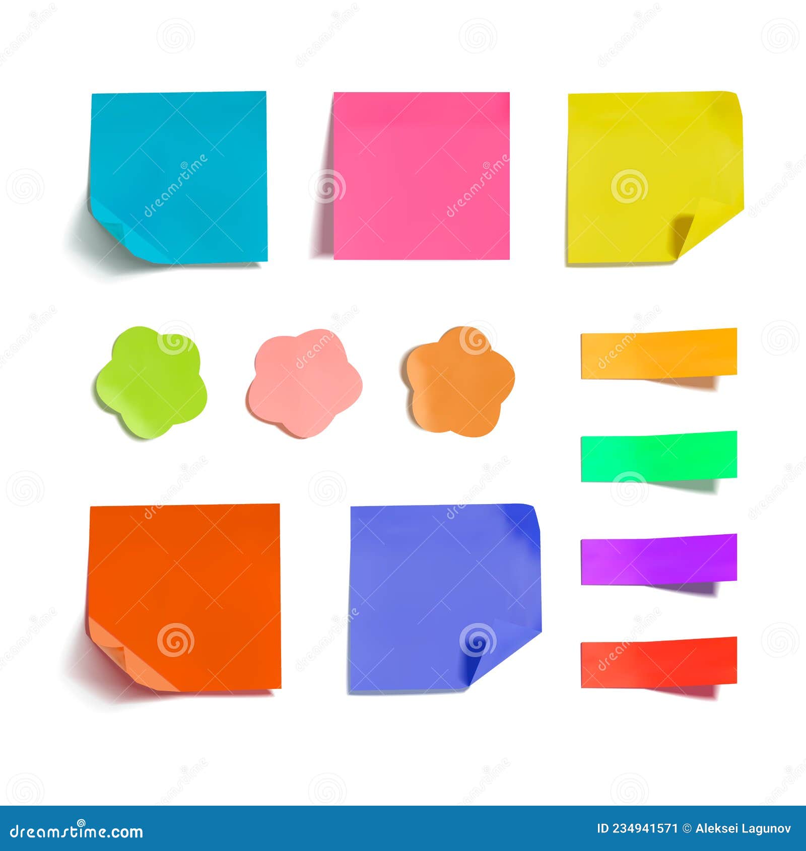 Vector Set of Different Colored Memo Stickers Isolated on White ...