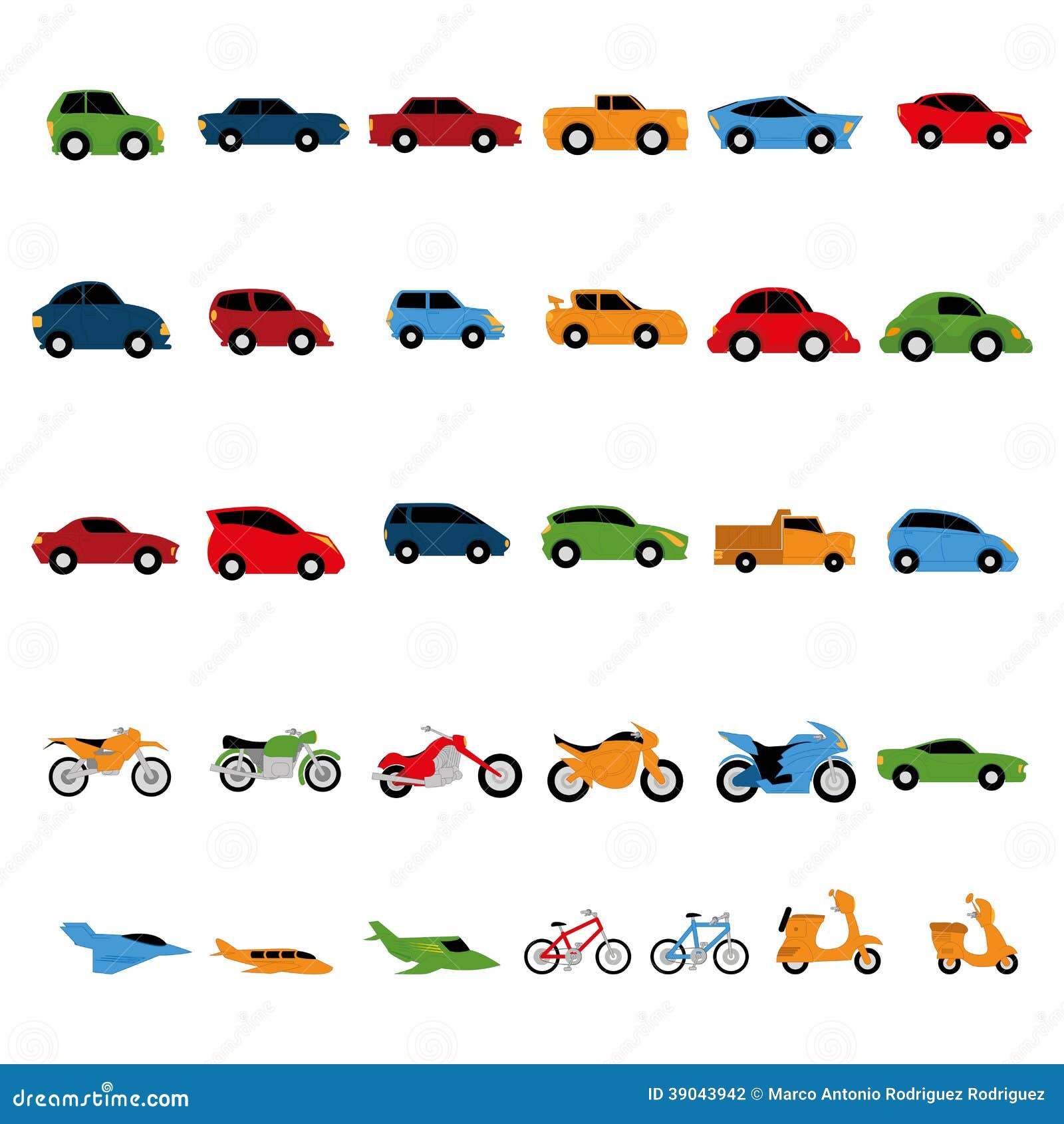 Vector Set of Different Colorful Vehicles Isolated Stock Vector ...