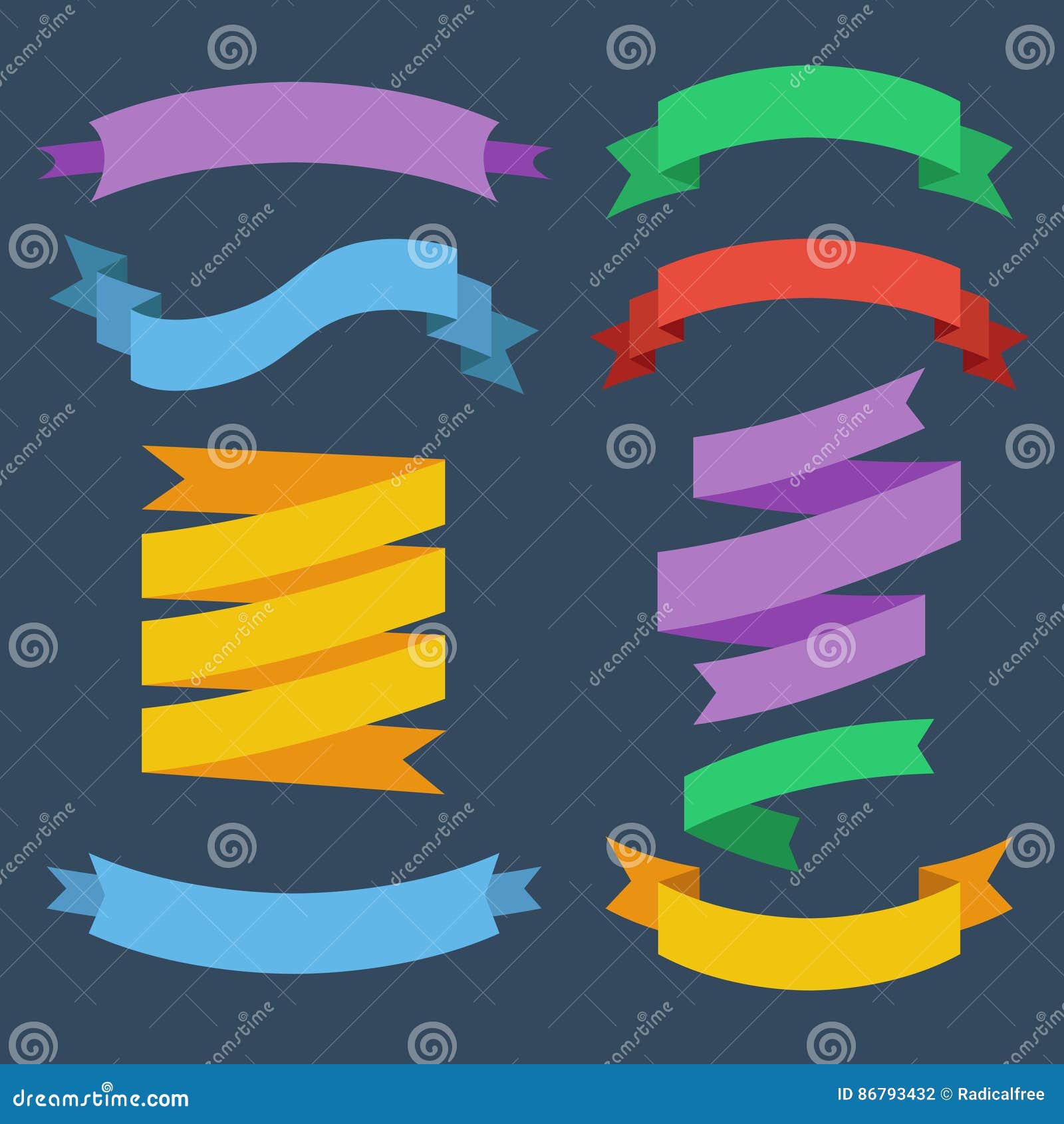 Vector Set of Different Colors Ribbons. Stock Vector - Illustration of ...