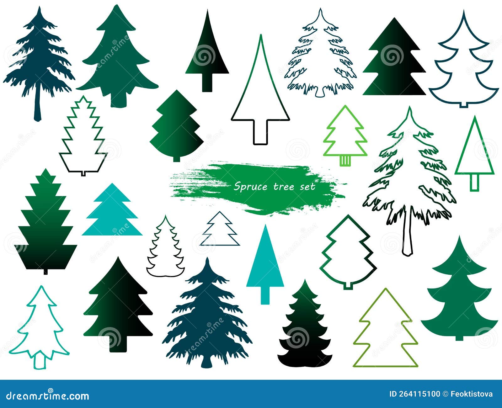 Vector Set of Different Coniferous Trees. Christmas Elements Stock Vector - Illustration of ...