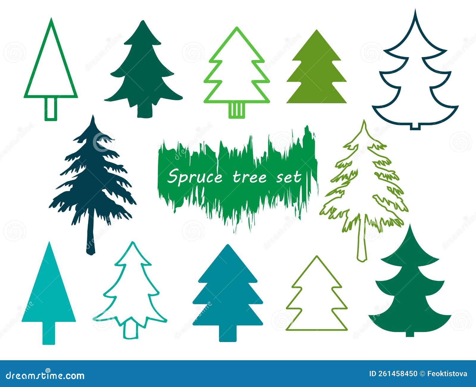 Vector Set of Different Green Coniferous Trees. Stock Vector ...