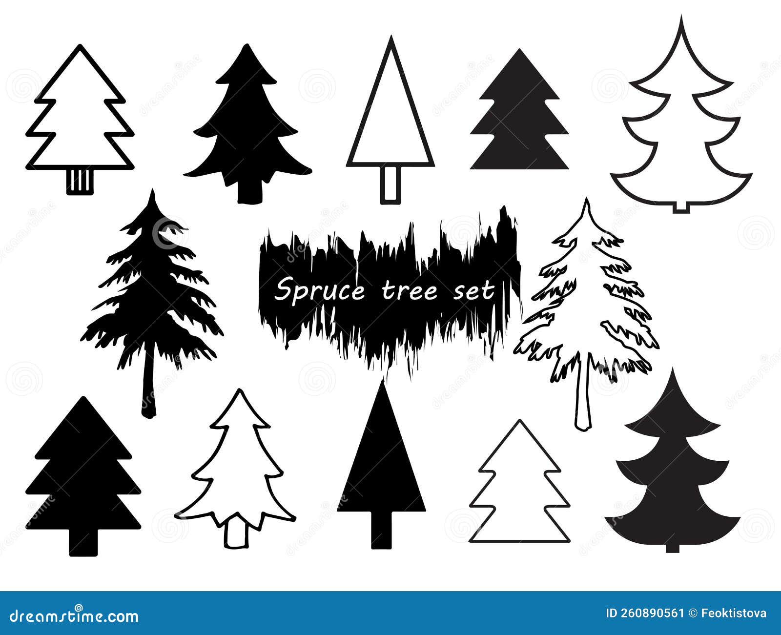 Vector Set of Different Coniferous Trees Silhouettes Stock Vector ...