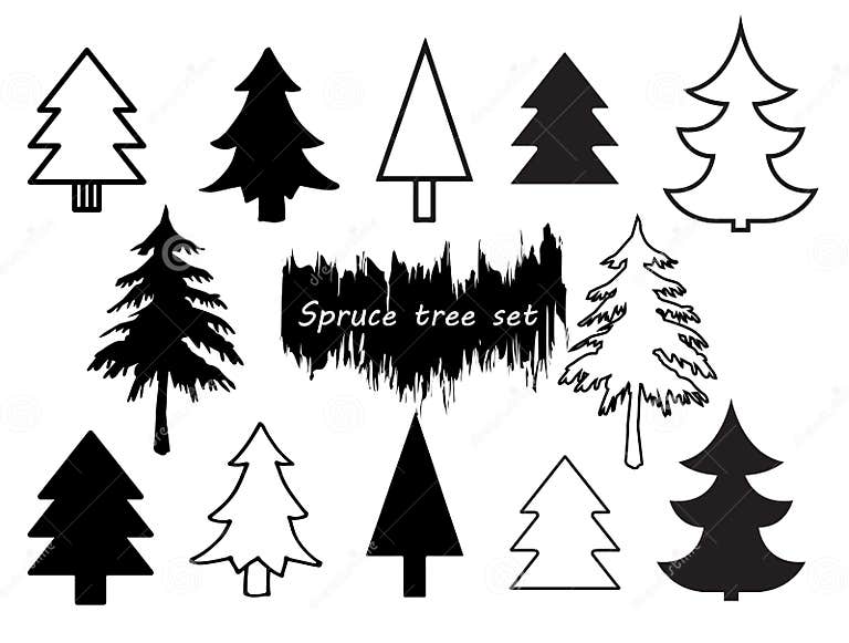 Vector Set of Different Coniferous Trees Silhouettes Stock Vector ...