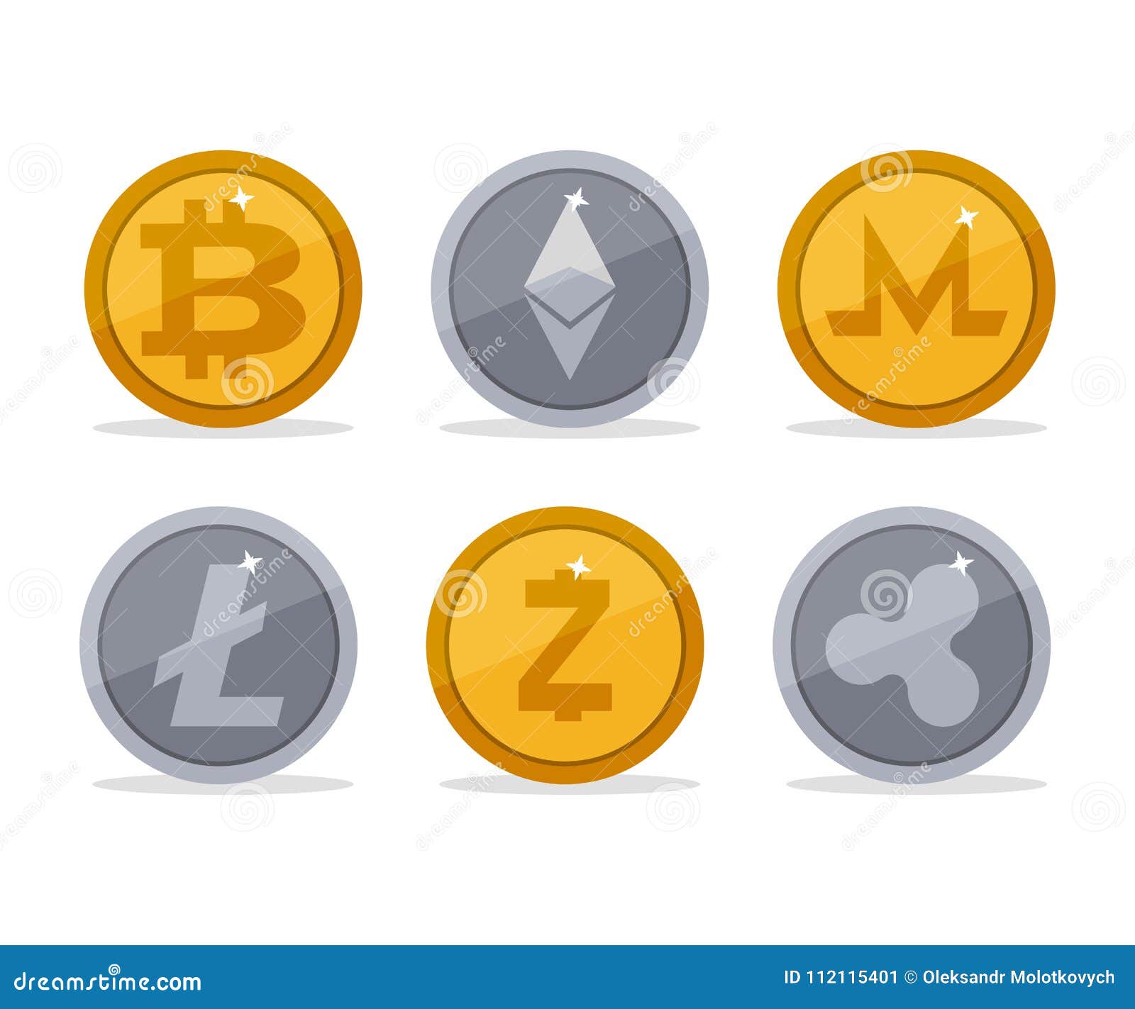 Vector Set of Different Cryptocurrency Symbol Icon. Isolated on White ...