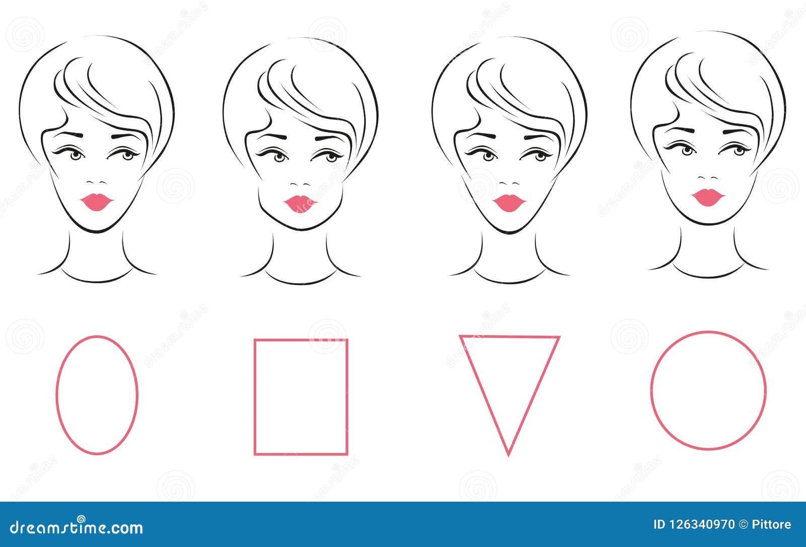 Vector Set Of Different Female Face Shape Types Stock Photography ...