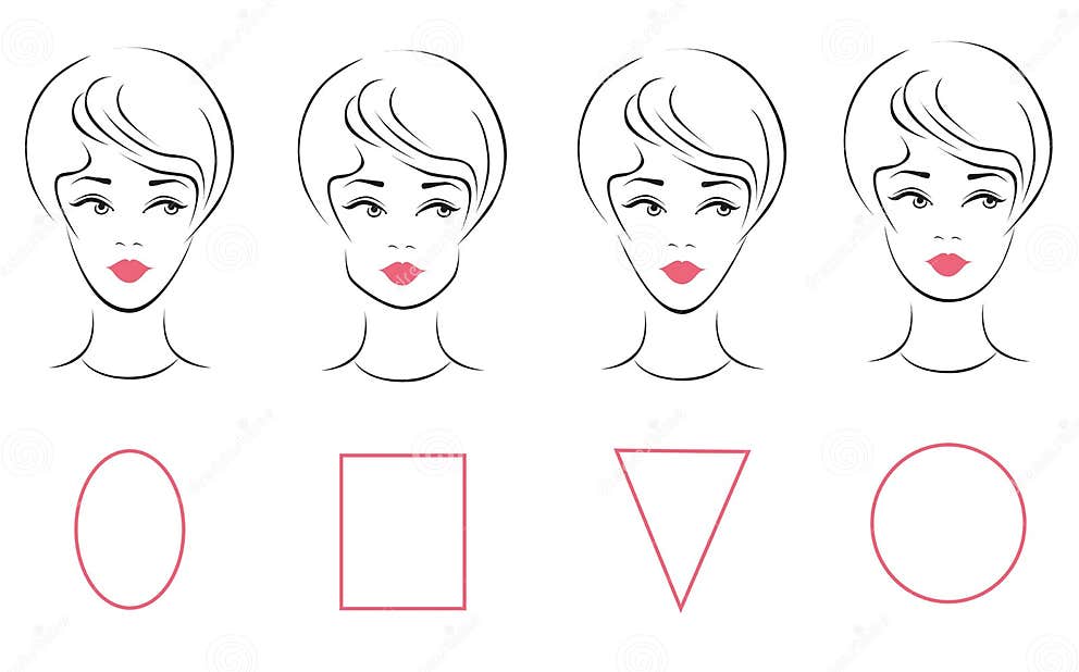Vector Set of Different Female Face Shape Types Stock Illustration ...
