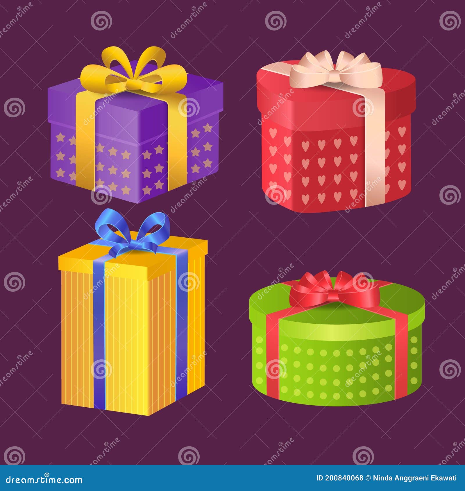 Vector Set of Different Gift Boxes Stock Vector - Illustration of ...