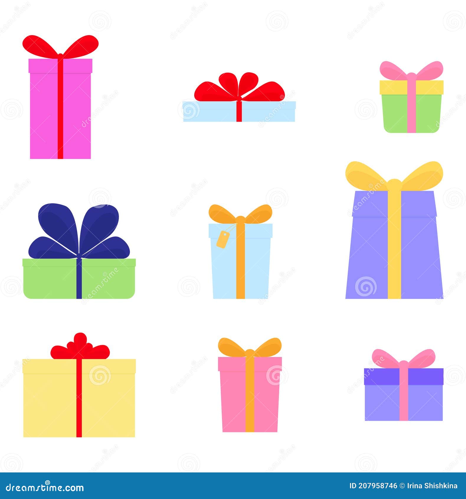 Vector Set of Different Gift Boxes. Flat Design Stock Vector ...