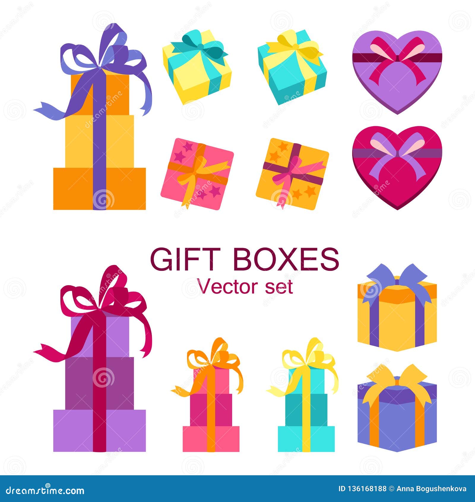 Vector Set of Different Gift Boxes in Flat Design Stock Vector ...