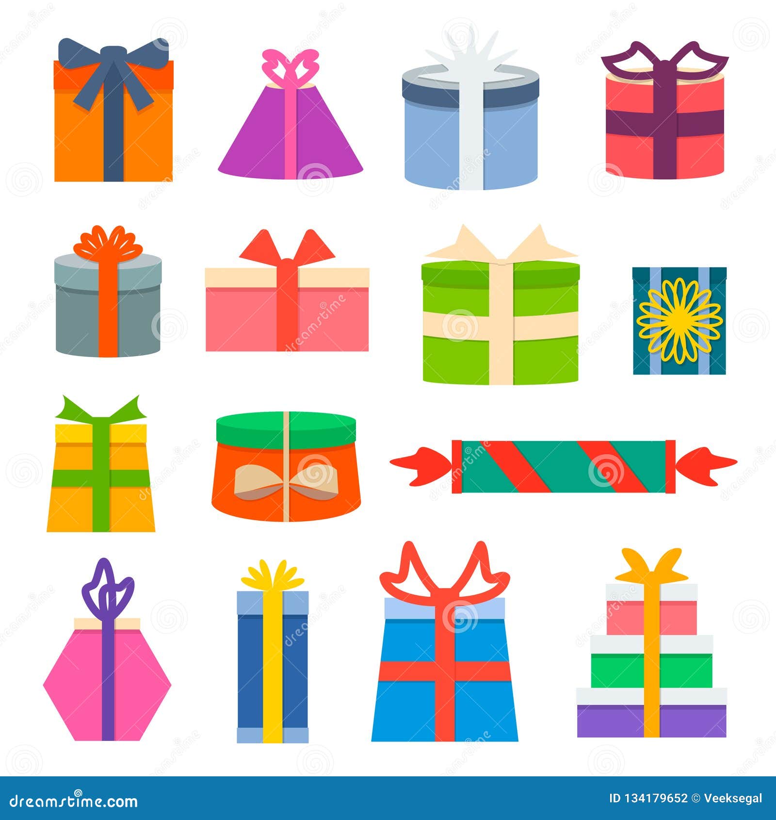 Vector Set of Different Gift Boxes. Flat Design Stock Vector ...