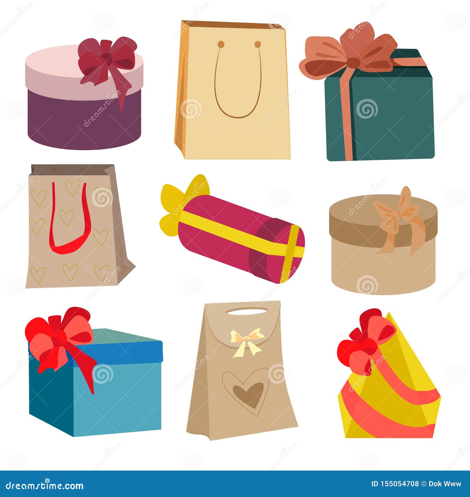 Vector Set of Different Gift Boxes. Flat Design Stock Vector ...