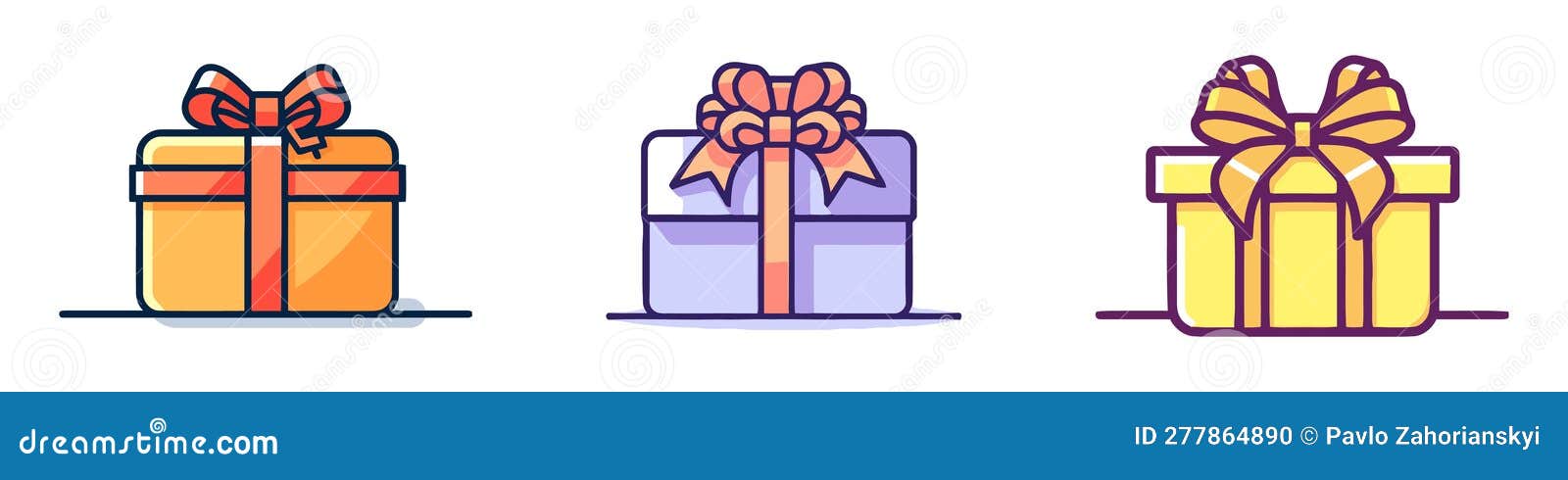 Vector Set of Different Gift Boxes. Flat Design Stock Vector ...