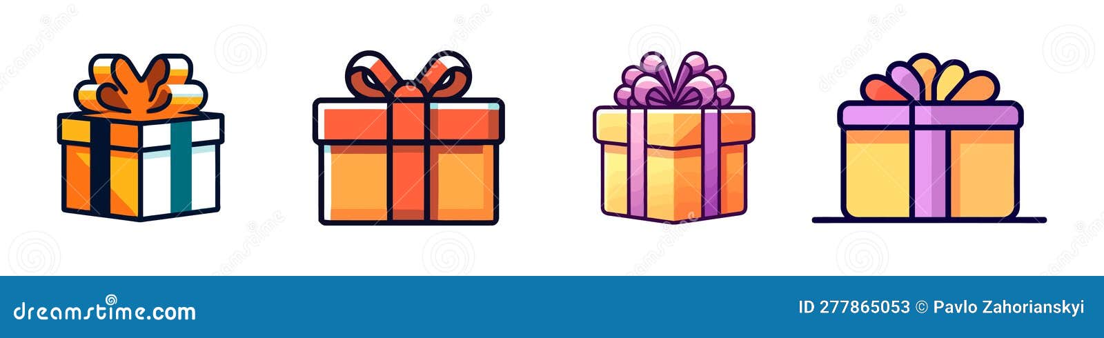 Vector Set of Different Gift Boxes. Flat Design Stock Vector ...
