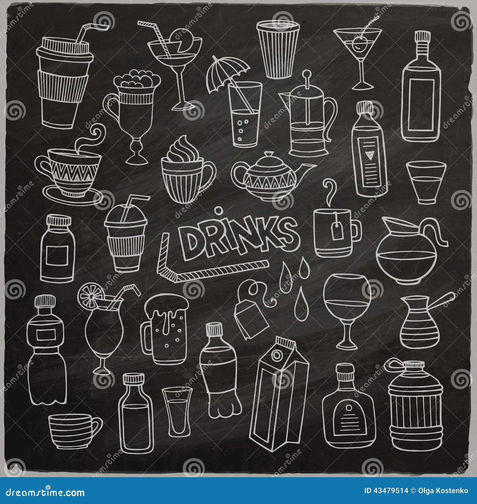 Vector Set of Different Hand Drawn Beverages on Stock Vector ...