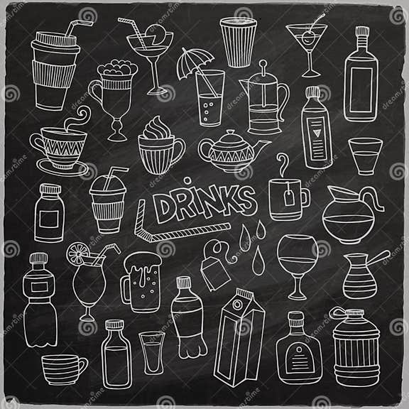 Vector Set of Different Hand Drawn Beverages on Stock Vector ...