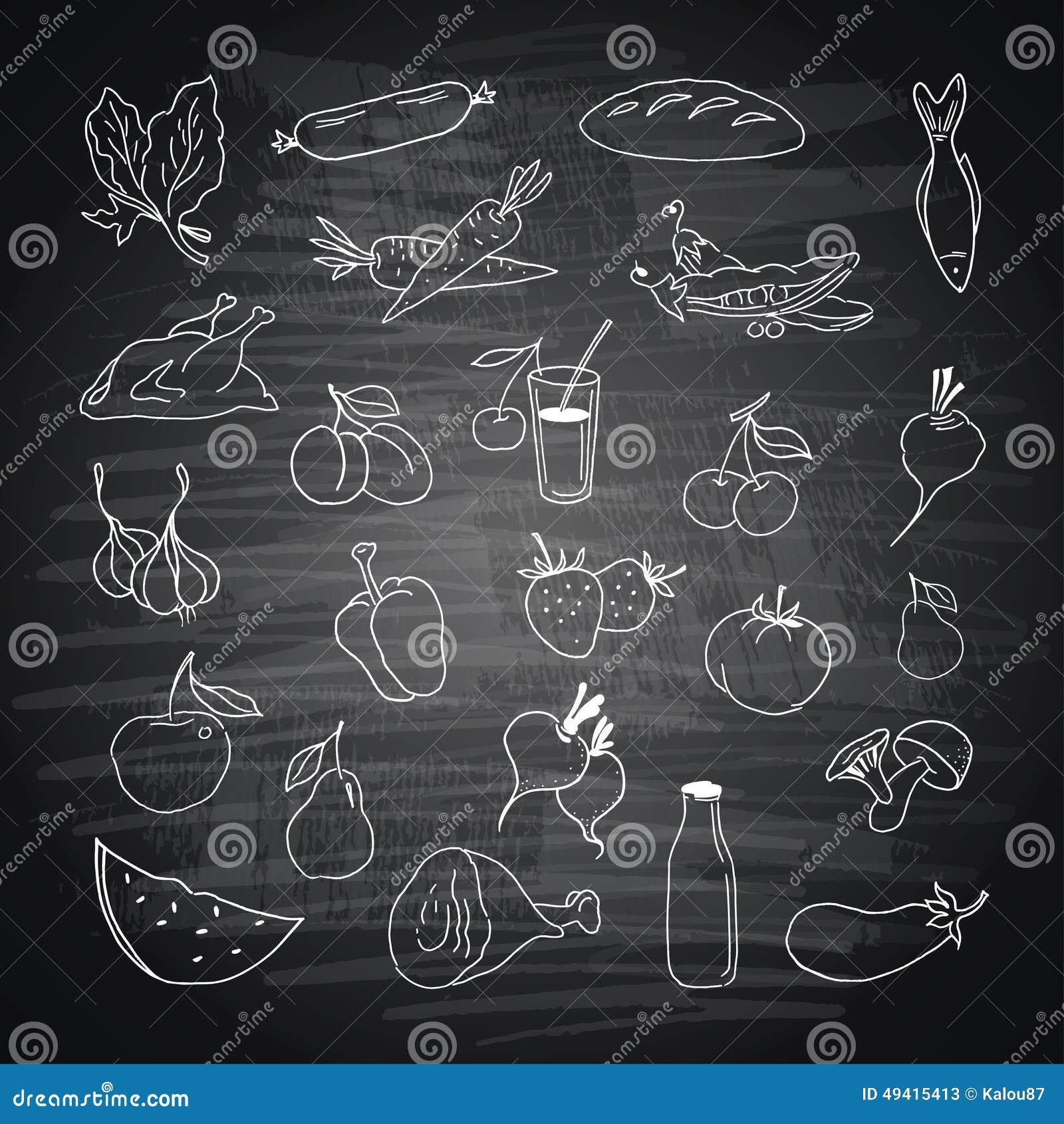 Vector Set of Different Hand Drawn Food Stock Vector - Illustration of ...