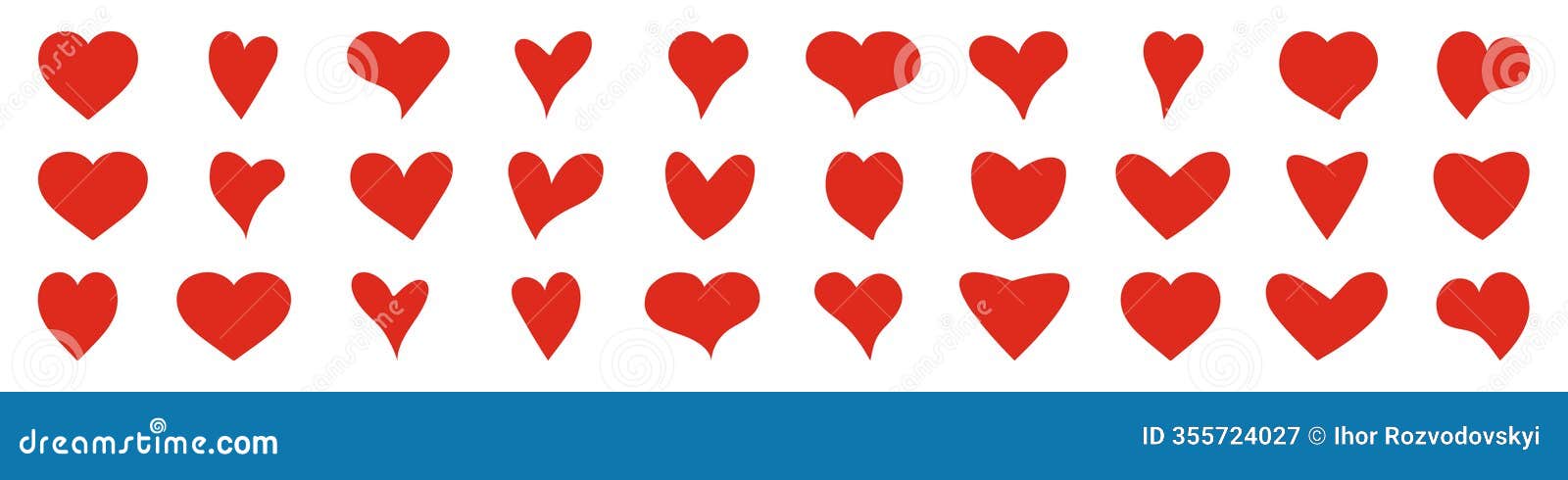 Vector Set of Different Heart Icons on White Background Stock Vector ...
