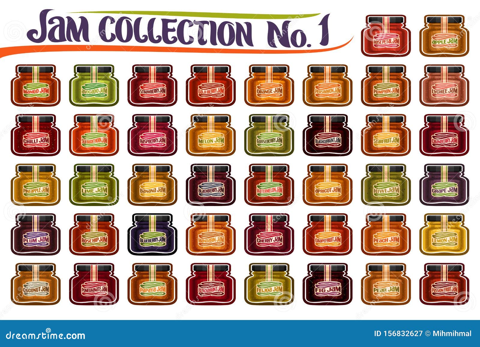 Vector Set of Different Jam Jars Stock Vector - Illustration of ...