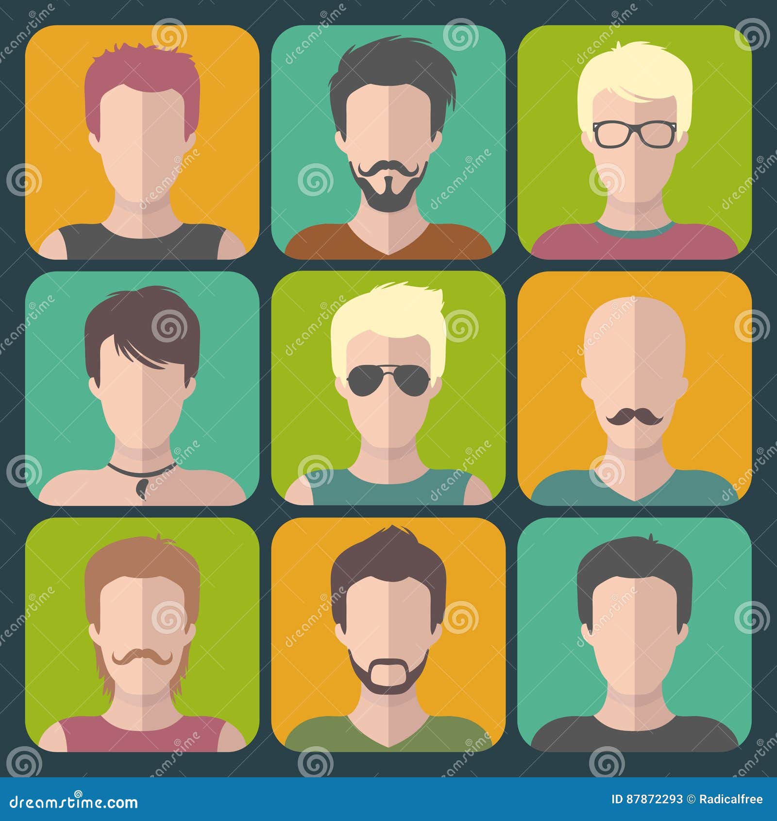 Vector Set of Different Man App Icons in Flat Style. Stock Vector ...