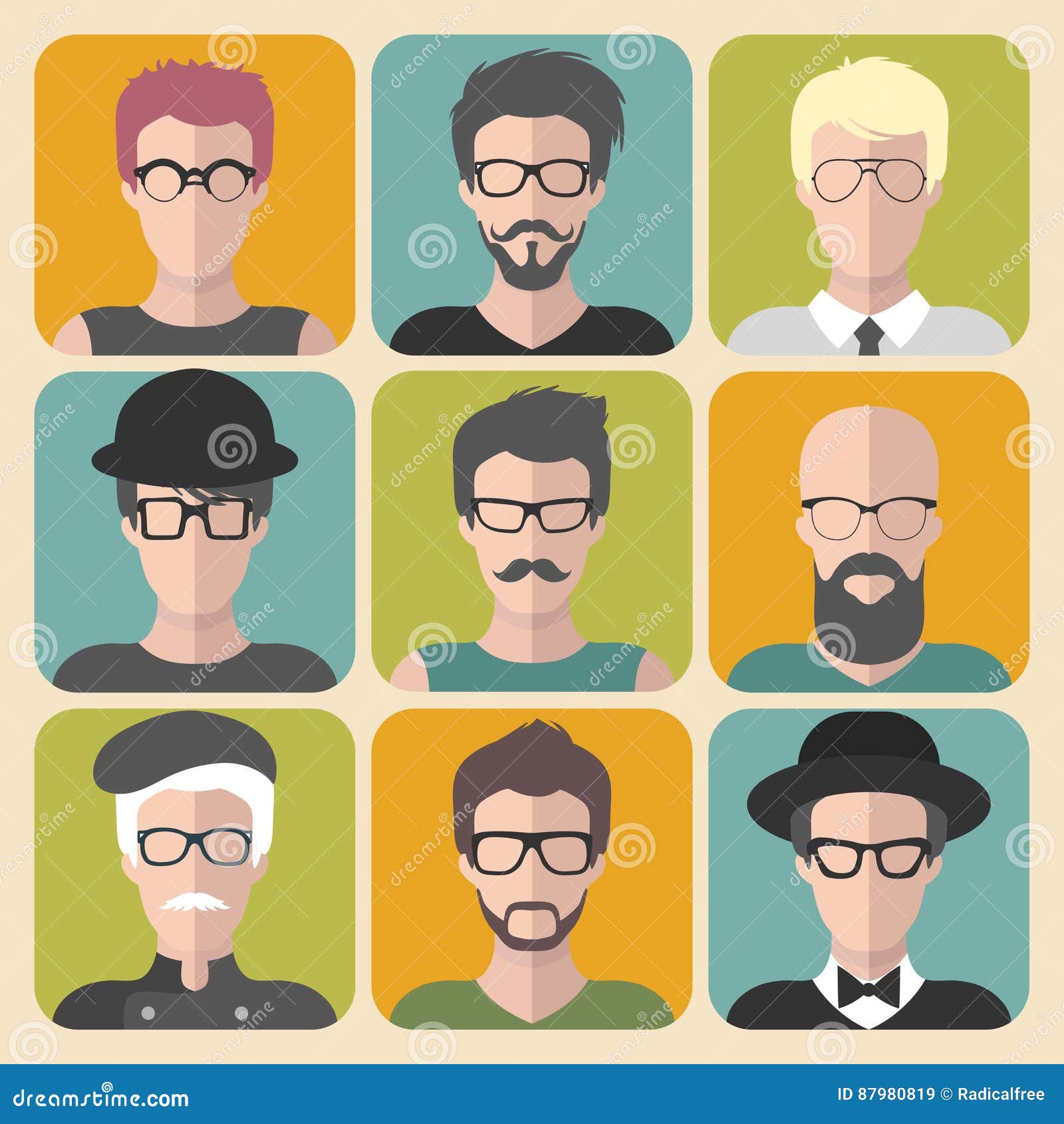 Vector Set of Different Man App Icons in Flat Style. Stock Vector ...
