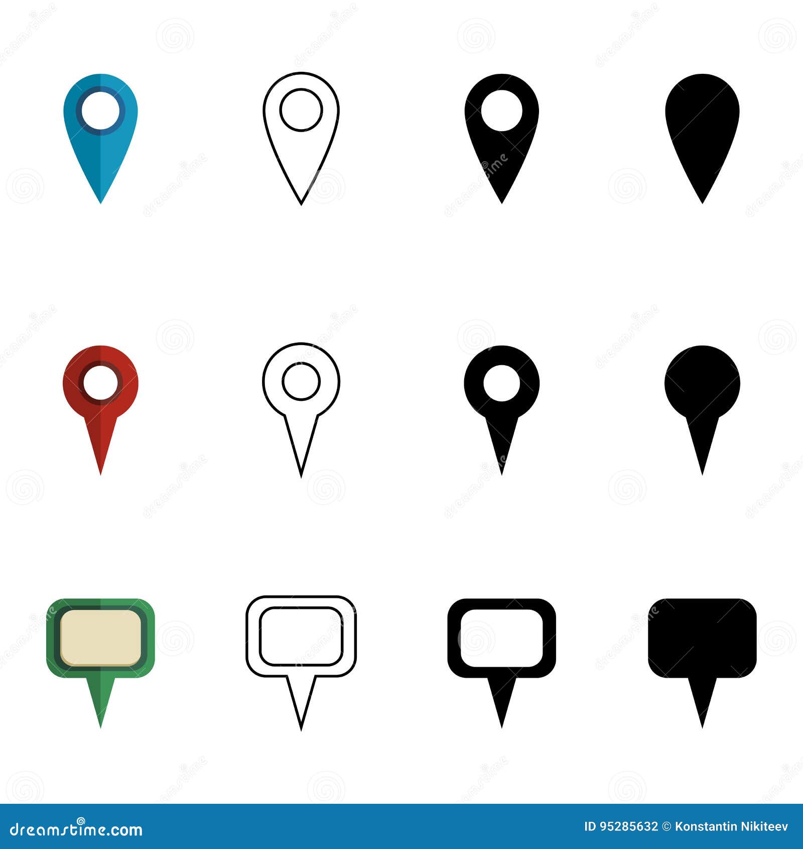 Vector Set of Different Map Markers. Stock Vector - Illustration of ...