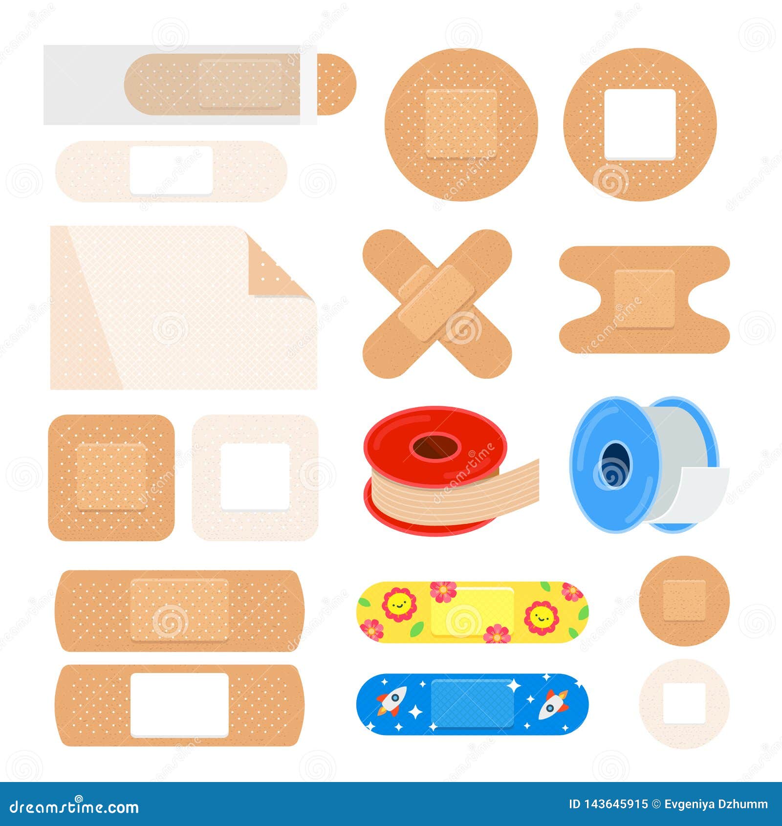 Vector Set of Different Plasters. First Aid Equipment Stock Vector ...