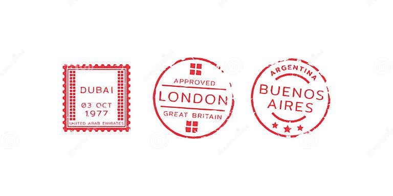 Vector Set of Different Postmark and Stamps. Vector Set of Stamps and ...