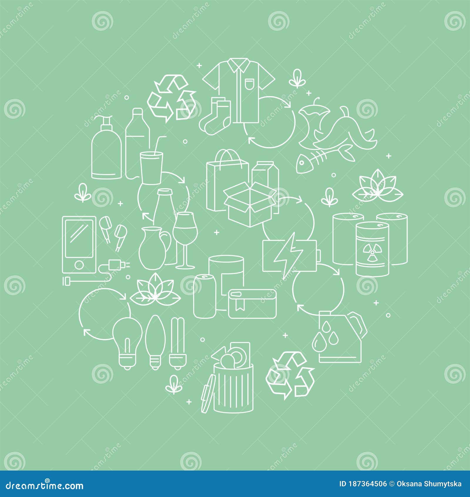 Vector Set Of Different Recycling Garbage Waste Types Sorting ...