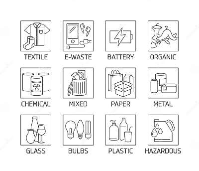 Vector Set of Different Recycling Garbage Waste Types Sorting ...
