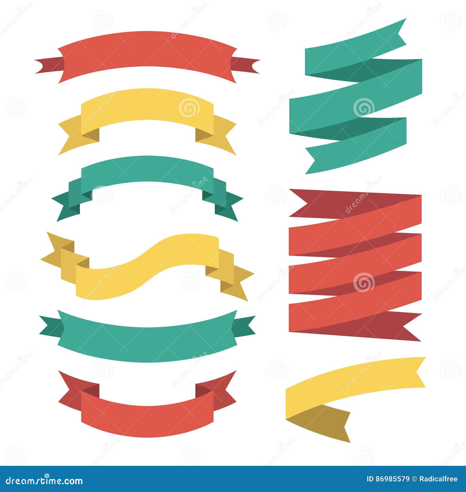 Vector Set of Different Ribbons in Flat Style. Stock Vector ...